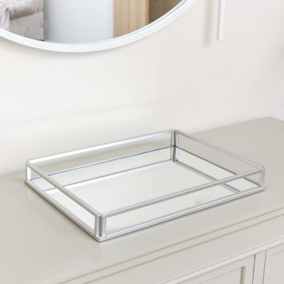 Melody Maison Large Silver Mirrored Cocktail Tray