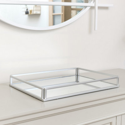 Melody Maison Large Silver Mirrored Cocktail Tray