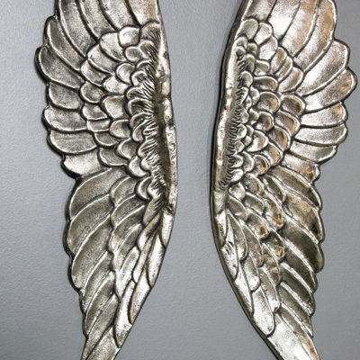 Buy Melody Maison Large Silver Wall Mounted Angel Wings at B&Q