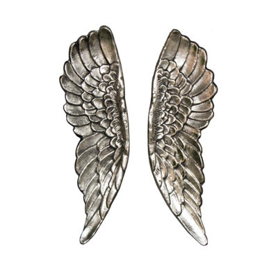 Buy Melody Maison Large Silver Wall Mounted Angel Wings at B&Q