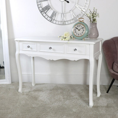 Melody Maison Large White 3 Drawer Console/Dressing Table - Victoria Range