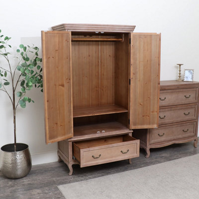 Melody Maison Large Wooden Wardrobe, Wooden 3 Drawer Chest Of Drawers ...
