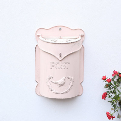 Melody Maison Light Pink Wall Mounted Metal Post Box