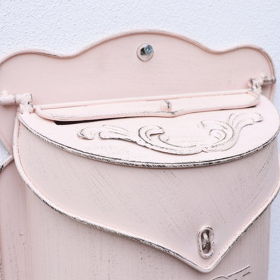 Melody Maison Light Pink Wall Mounted Metal Post Box