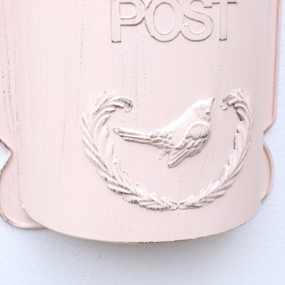 Melody Maison Light Pink Wall Mounted Metal Post Box