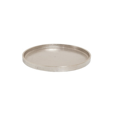 Melody Maison Medium Round Silver Metal Tray - 25.5cm