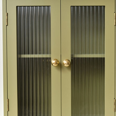 Melody Maison Olive Green Reeded Glass Wall Cabinet