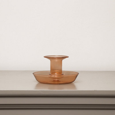 Melody Maison Orange Rust Glass Round Candlestick Holder