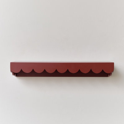 Melody Maison Oxblood Dark Red Scalloped Wall Storage Shelf - 61cm