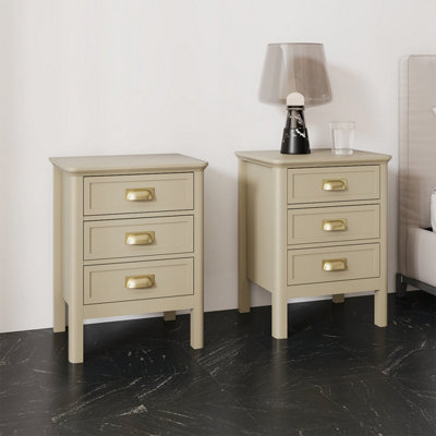 Melody Maison Pair of 3 Drawer Bedside Tables - Lawrence Mocha Range