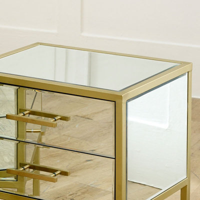 Melody Maison Pair of Gold Mirrored Bedside Occasional Tables Venus Range