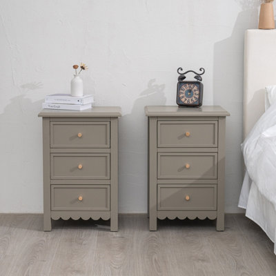 Melody Maison Pair of Scalloped 3 Drawer Bedside Tables - Staunton ...