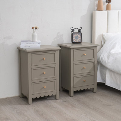 Melody Maison Pair of Scalloped 3 Drawer Bedside Tables - Staunton ...