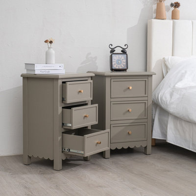 Melody Maison Pair of Scalloped 3 Drawer Bedside Tables - Staunton ...