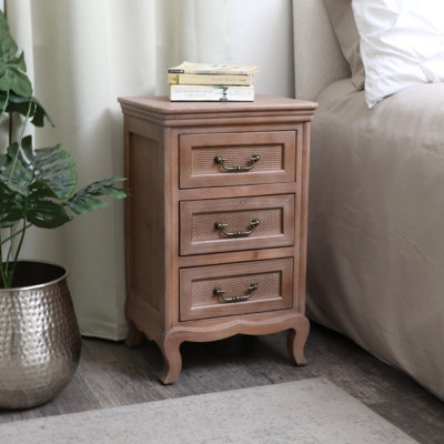Melody Maison Pair of Solid Wood 3 Drawer Bedside Tables - Hessian Range