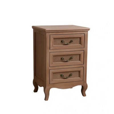 Melody Maison Pair of Solid Wood 3 Drawer Bedside Tables - Hessian Range