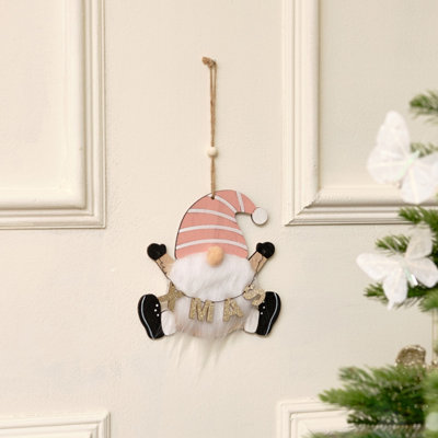Melody Maison Pink & Gold 'Xmas' Gonk Hanging Sign | DIY at B&Q