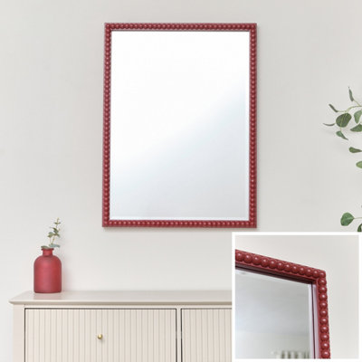Melody Maison Rectangle Brick Red Bobbin Bobble Wall Mirror 62cm x 82cm
