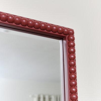 Melody Maison Rectangle Brick Red Bobbin Bobble Wall Mirror 62cm x 82cm