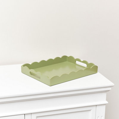 Melody Maison Rectangle Olive Green Scalloped Tray