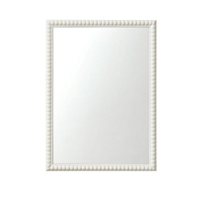 Melody Maison Rectangle White Bobbin Bobble Wall Mirror 62cm x 82cm