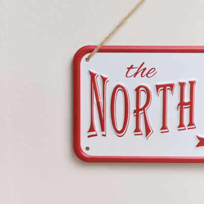 Melody Maison Red and White The North Pole Decorative Sign