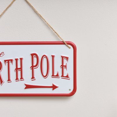 Melody Maison Red and White The North Pole Decorative Sign