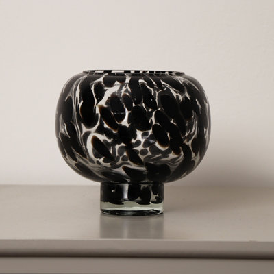 Melody Maison Round Black Mottled Tortoiseshell Bubble Vase - 14cm