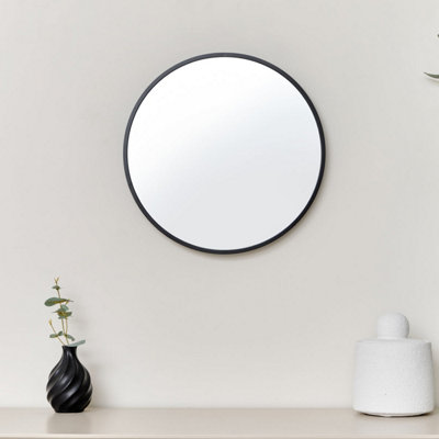 Melody Maison Round Black Wall Mirror - 40cm x 40cm