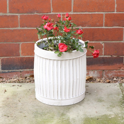 Melody Maison Round Distressed Ivory Planter