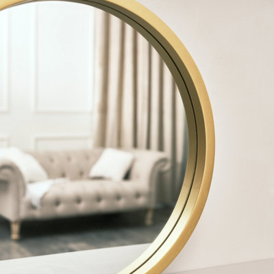 Melody Maison Round Gold & Black Freestanding Table Top Mirror