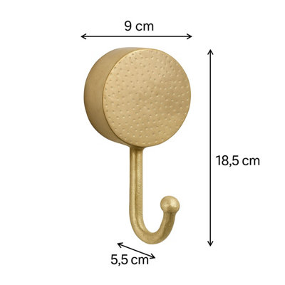 Melody Maison Round Gold Hammered Wall Hook - 18.5cm
