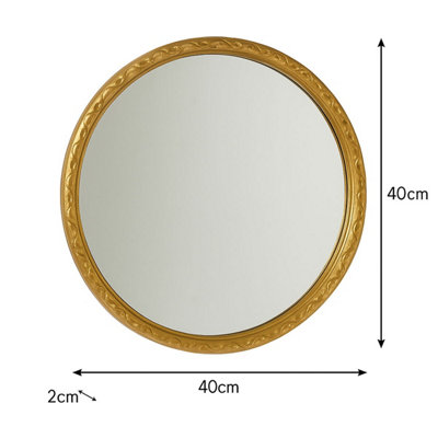 Melody Maison Round Gold Hammered Wall Mirror - 40cm x 40cm
