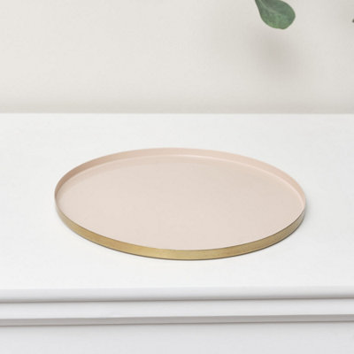MELODY MAISON ROUND METAL GOLD & PINK TRAY