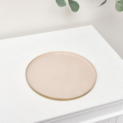 MELODY MAISON ROUND METAL GOLD & PINK TRAY