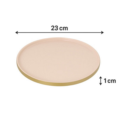 MELODY MAISON ROUND METAL GOLD & PINK TRAY