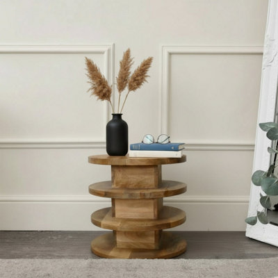 Melody Maison Round Wooden 4 tier Side Table