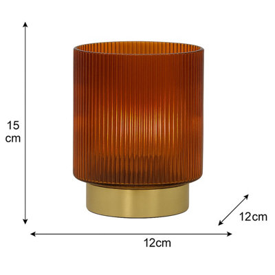 Melody Maison Rust Orange Ribbed Glass Ambient Table Lamp