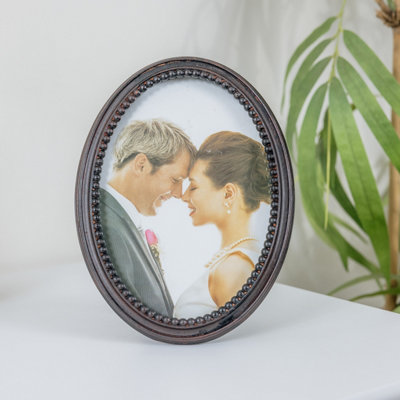 Melody Maison Rustic Brown Oval Bobble Photo Frame | DIY at B&Q