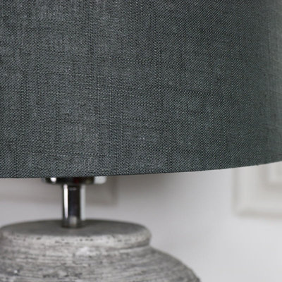 Melody Maison Rustic Grey Stone Round Table Lamp