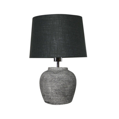 Melody Maison Rustic Grey Stone Round Table Lamp