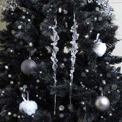 Melody Maison Set of 2 Large Glitter Icicles - 48cm | DIY at B&Q