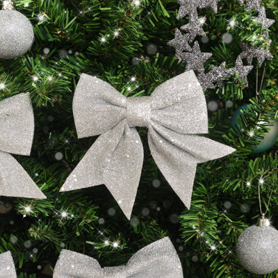 Melody Maison Set Of 4 Silver Glitter Bows