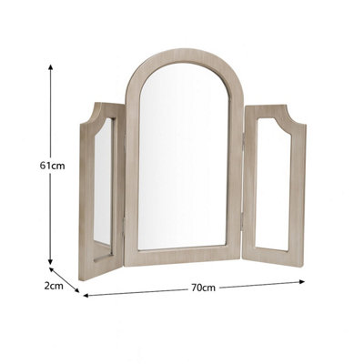 Melody Maison Silver Arched Triple Dressing Table Mirror - Sabrina ...