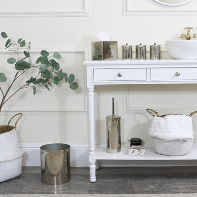 Melody Maison Silver Metal Hammered Waste Bin