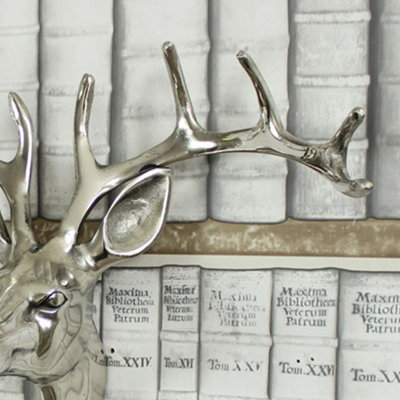 MELODY MAISON SILVER METAL STAGS HEAD 38CM X 25CM