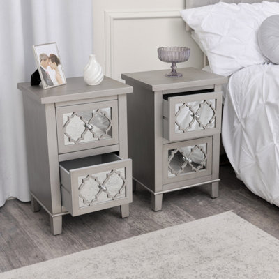 Melody Maison Silver Mirrored Lattice Console Table/Dressing Table ...