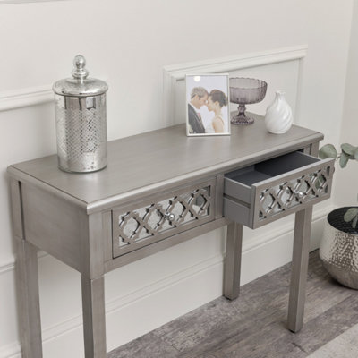 Melody Maison Silver Mirrored Lattice Console Table / Dressing Table ...