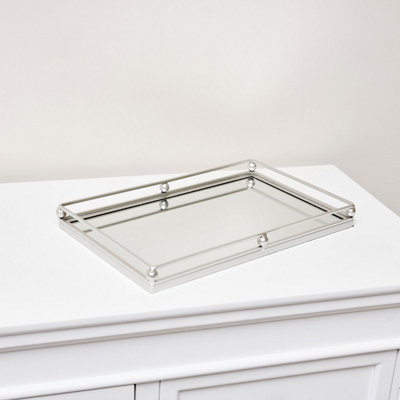 Melody Maison Silver Rectangle Mirrored Display Tray
