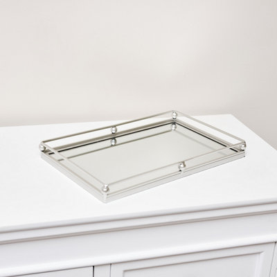 Melody Maison Silver Rectangle Mirrored Display Tray